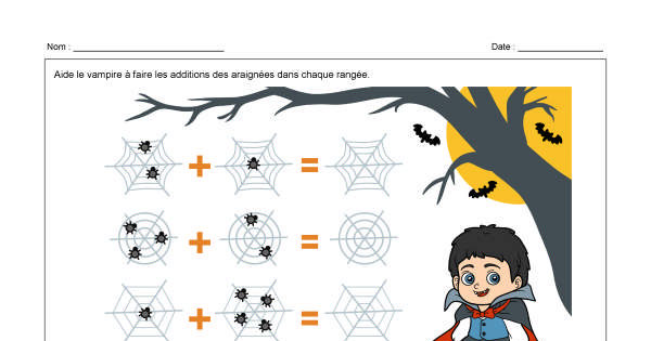 Additions avec des araignées – Animassiettes