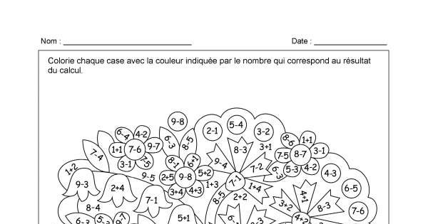 Bouquet de fleurs (math et coloriage) – Animassiettes
